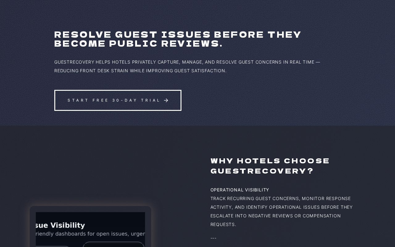 GuestRecovery | Hotel Guest Issue Resolution Platform